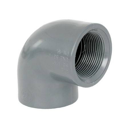 PVC-U коляно, Coraplax, D90-3", 90°, вътрешна резба | 7301090 - HydroSpa